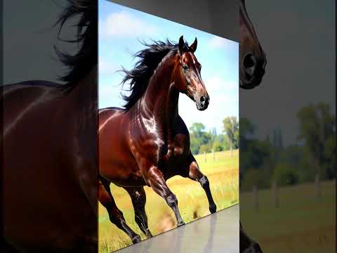 A horse painting on a giant canvas.