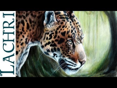 How to blend colored pencils with paint thinner - Jaguar full tutorial painting by Lachri