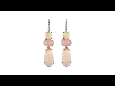 Rarities Rose Quartz, Opal and Gem Drop Earrings