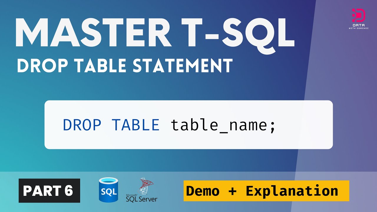 06 Drop Table Statement TSQL | T-SQL Tutorial | Delete a Table Permanently | SQL Server