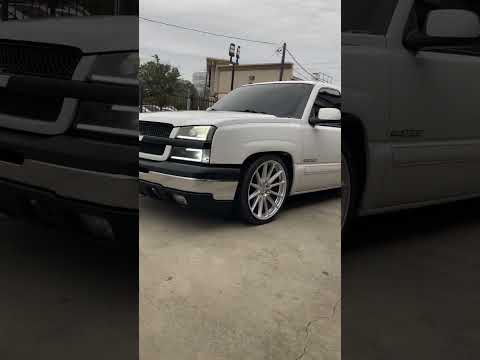 AWT - Slammed 2003 Chevrolet Silverado 1500 OBS on 22" Vossen HF6-1 Wheels in Silver Polished
