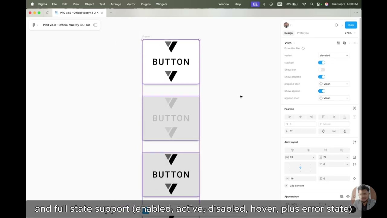 Design at Scale with Vuetify — Figma UI Kit Preview (Modes × Tokens × Layouts)