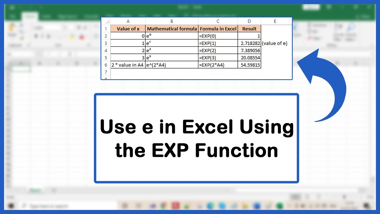 How To Use E En Excel Using The EXP Function (Using E (Euler's Number) In Excel)