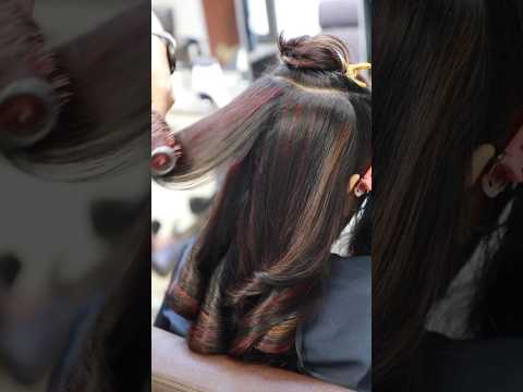 Highlights Hair Color 🥰 Red and Brown🔥🔥 #shorts #highlights #haircolor