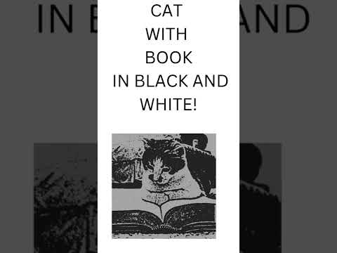 CAT WITH BOOK IN BLACK AND WHITE! red bubble#short#cat
