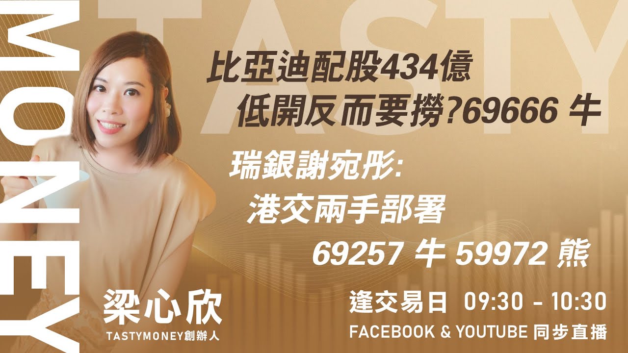 比亞迪配股434億 低開反而要撈?69666 牛 瑞銀謝宛彤:港交兩手部署 69257 牛 59972 熊｜小炒王 梁心欣 ｜ Tasty Money 2025-03-04 - Tasty Money