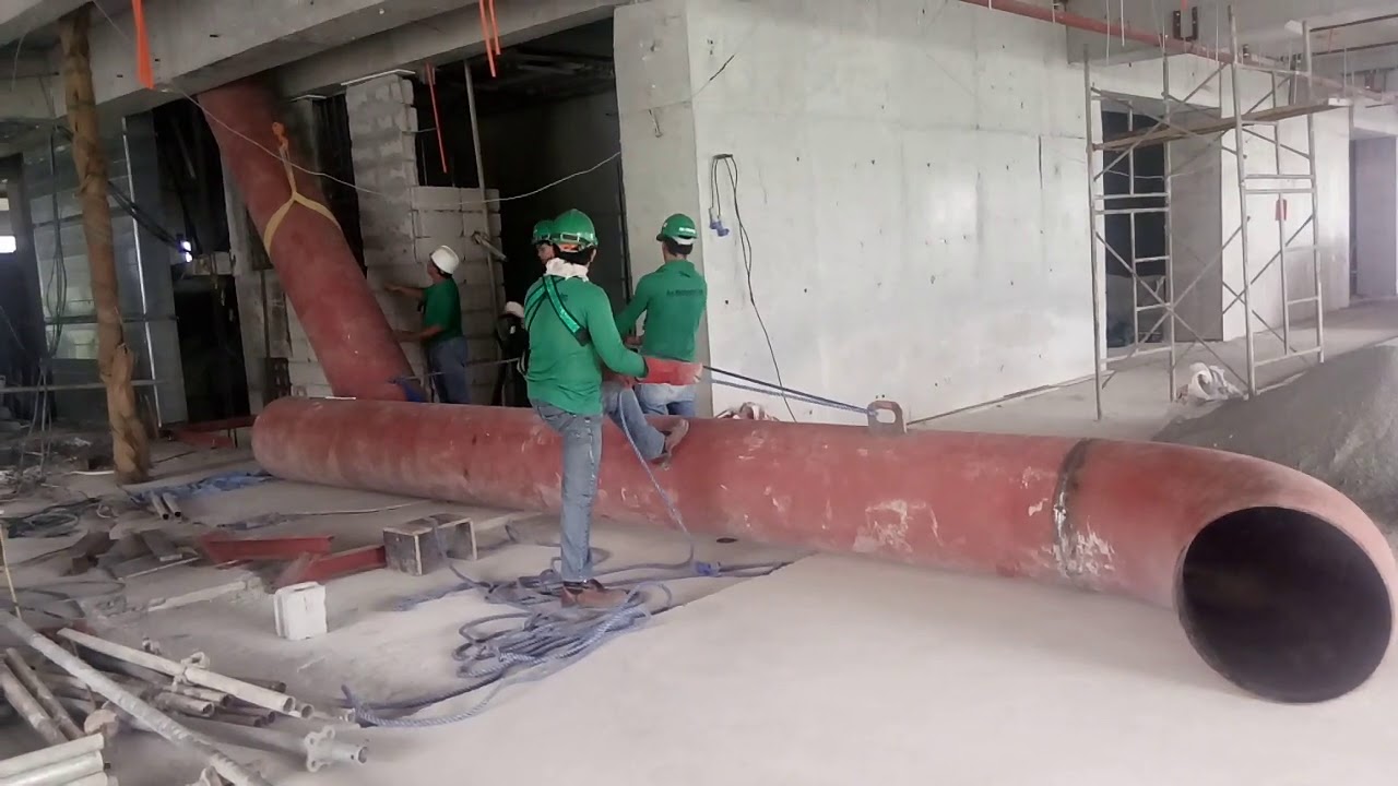 Chilled water pipe riser installation
