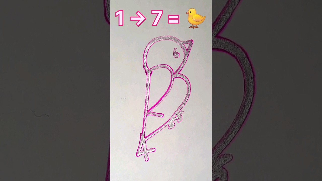Draw a bird using the numbers 1 to 7 #simplestrokes #shorts #drawing