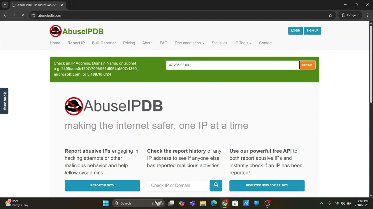 How to use ABUSEIPDB? Malicious IP Checking Tool that you should know. #cybersecurity #fyp #cs