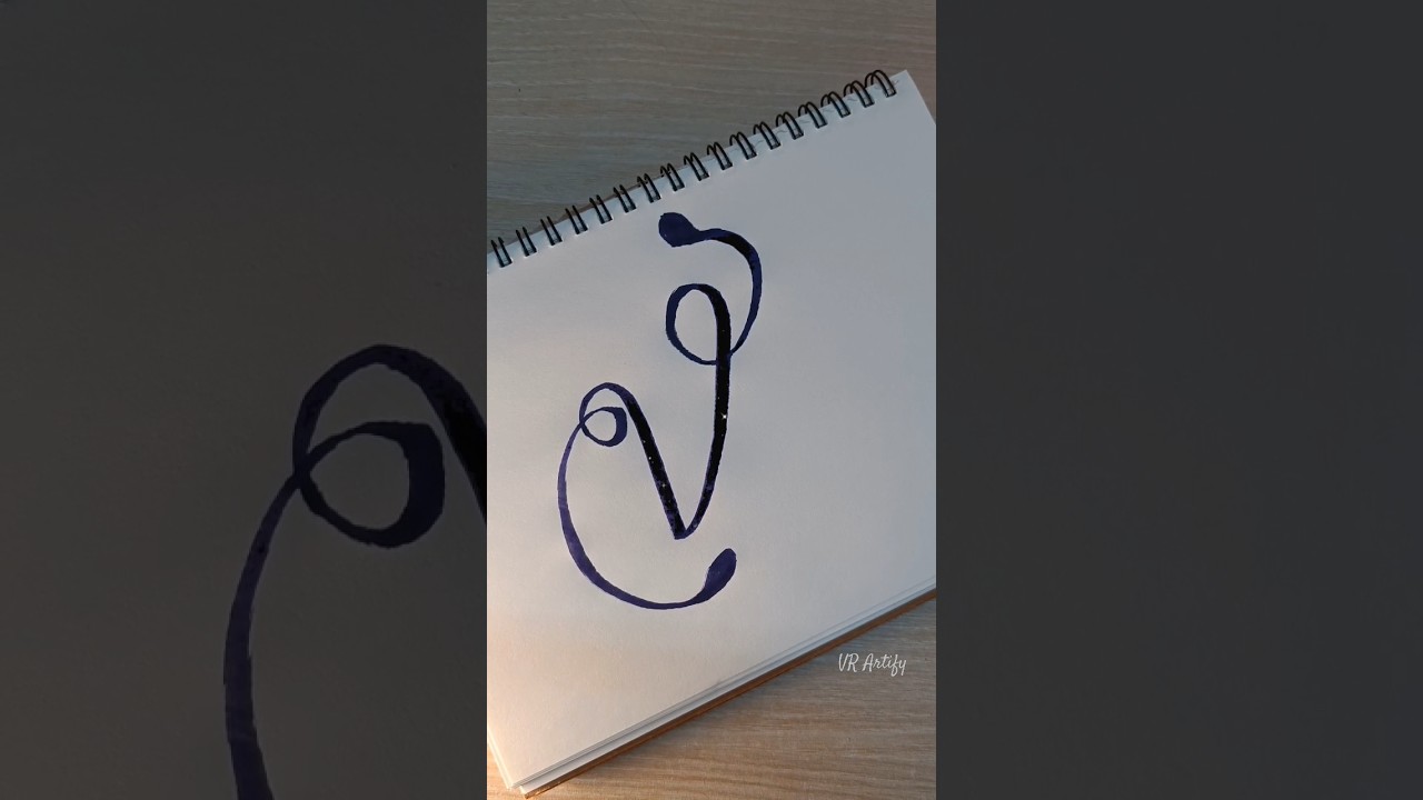 v letter calligraphy  #calligraphy #shortsviral #statisfying