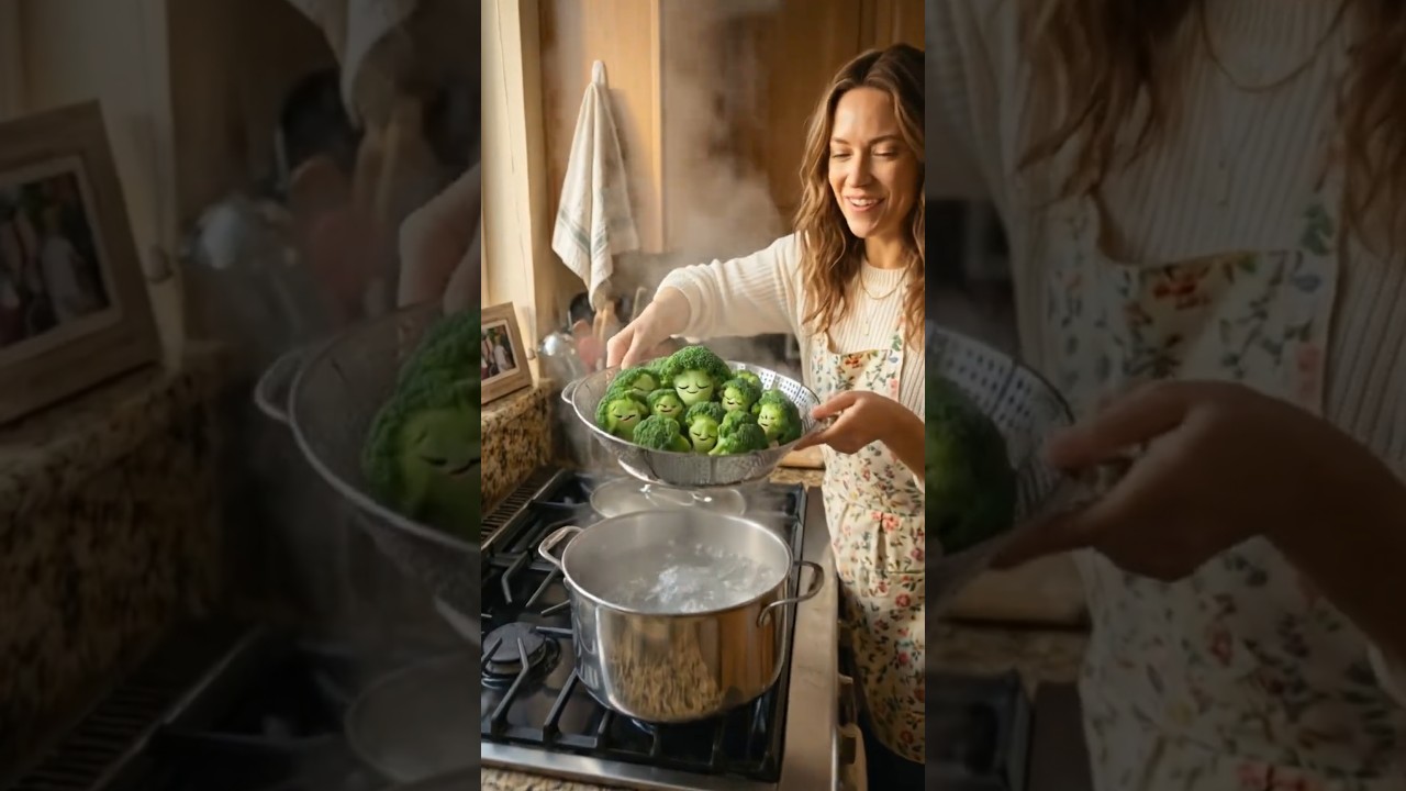 Broccoli is ALIVE and I can't catch it #funny #cooking #shorts