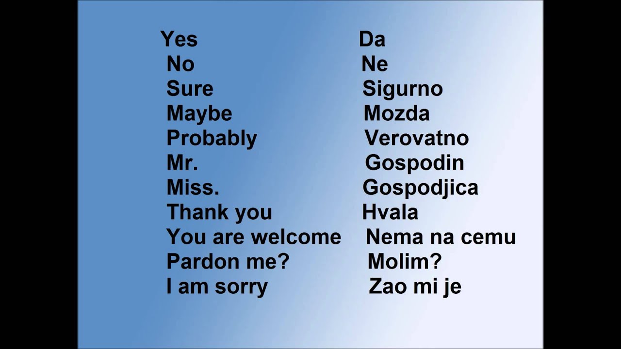 Learn Serbian #2 -Basic Words