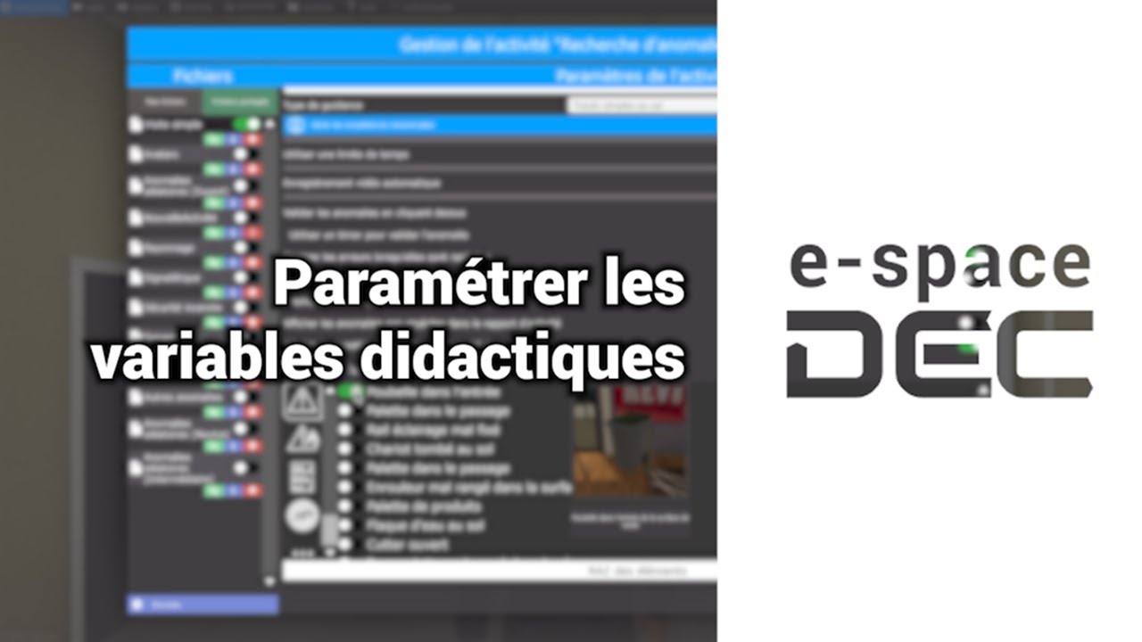 Paramétrage des variables didactiques dans les applications de l'e-space DEC