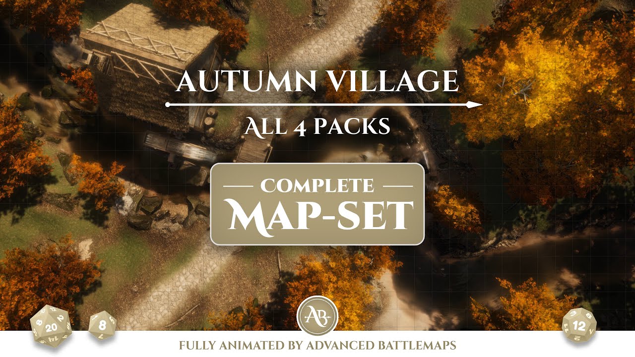 D&D | Pathfinder | Autumn Village - Complete Map-Set | Animated Battle Maps | Virtual Tabletop