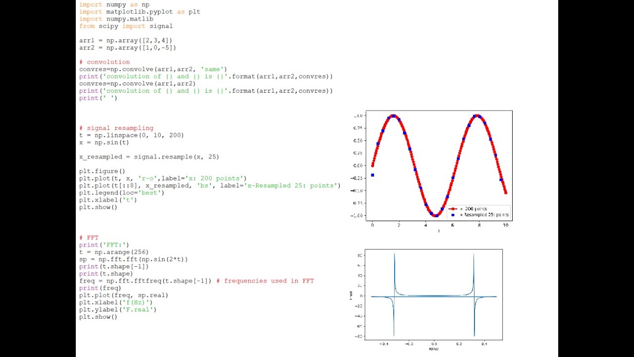 Basic Signal Processing Using Numpy and Scipy (Convolution, Resampling, FFT)