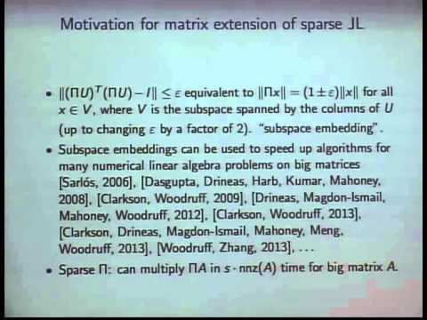 Dimensionality Reduction Via Sparse Matrices