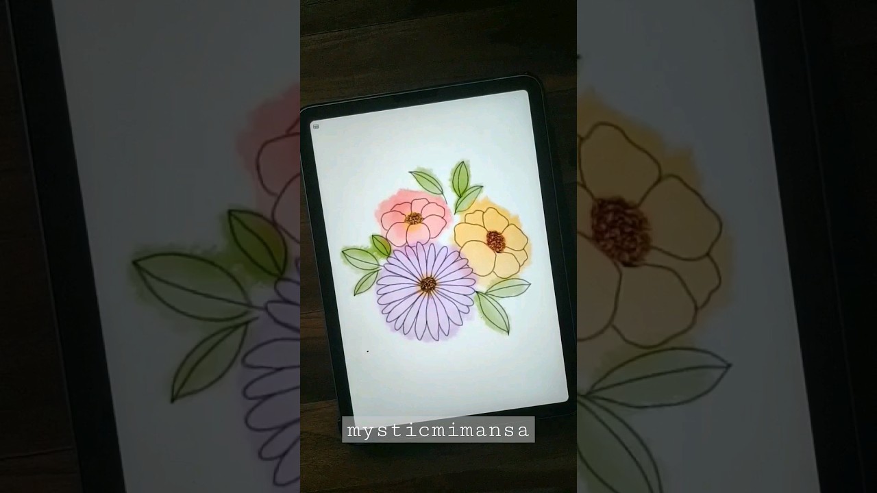 Easy colorful flowers on ipad #shorts