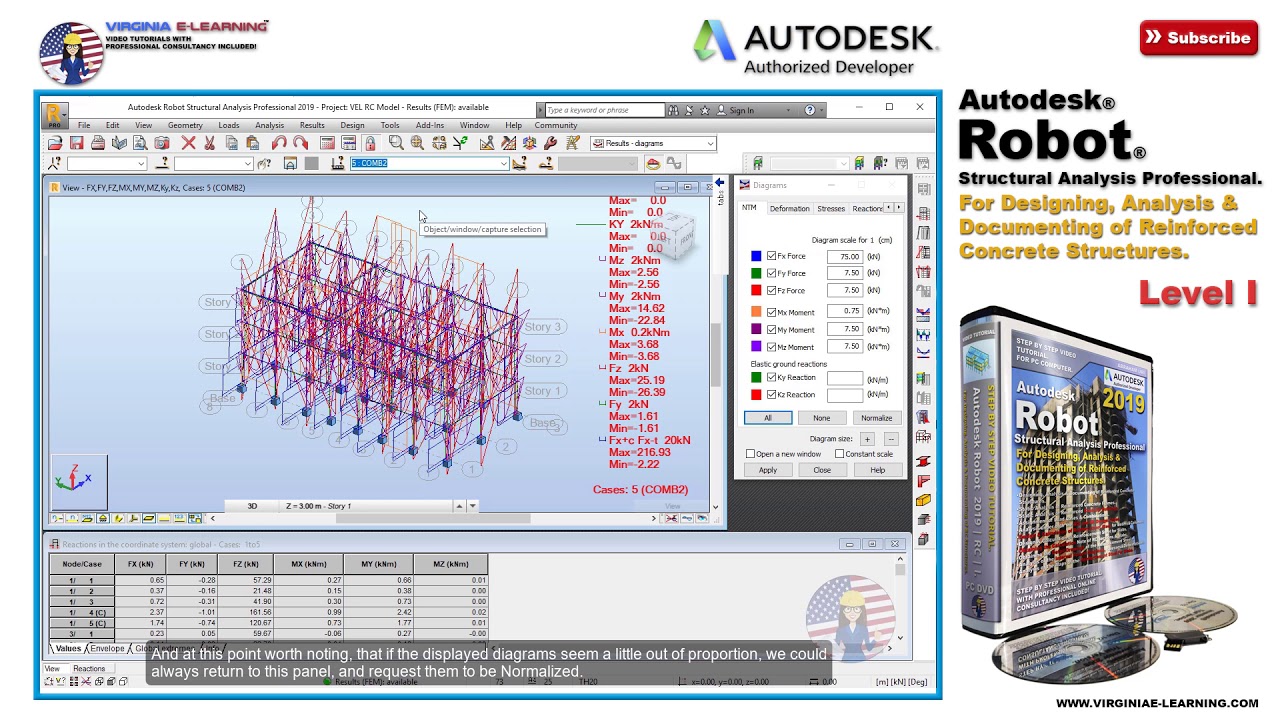 Robot Structural 2019 Tutorial | RC | Lesson 10 | Internal Forces Analysis.