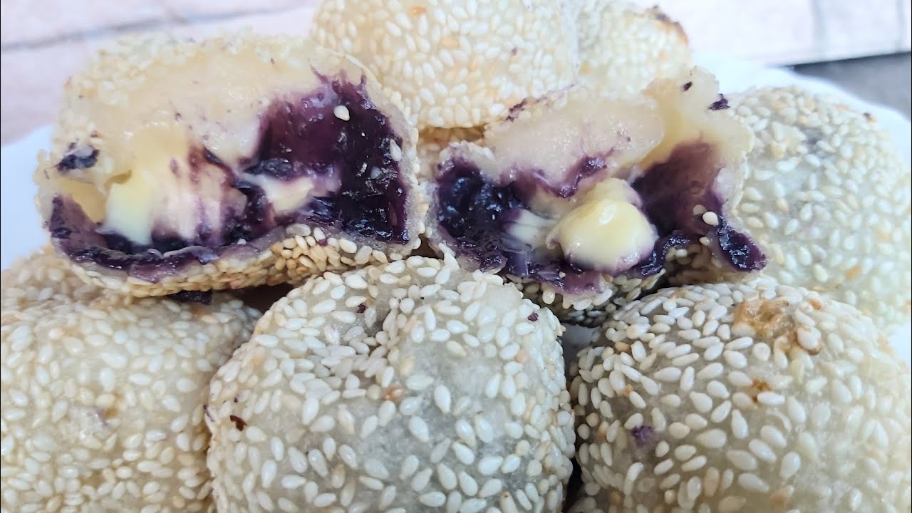 BUCHI WITH UBE AND CHEESE FILLING