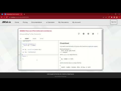 JSCalc Kg to Lbs Convertor Calculator Demo - How To Create Custom Kg to Lbs Calculator