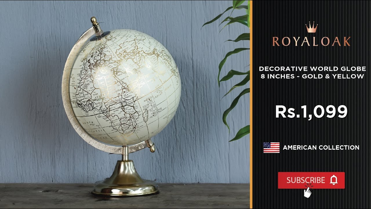 Royaloak | Decorative World Globe - Gold & Yellow