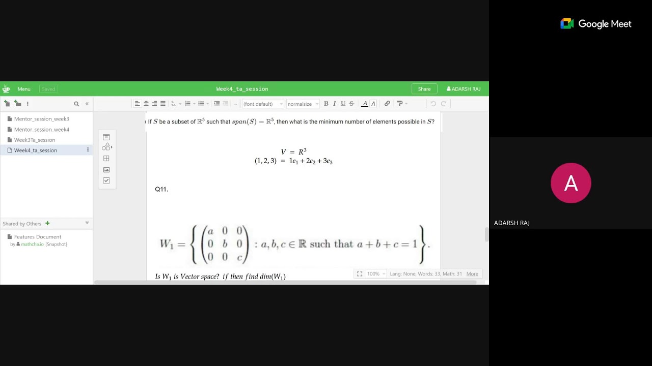 Maths 2 | TA session - Week 4b