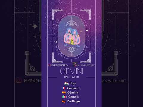 How to Say Zodiac Sign Gemini ♊ in Different Languages 🇬🇧🇮🇳🇫🇷🇪🇸🇮🇹🇩🇪