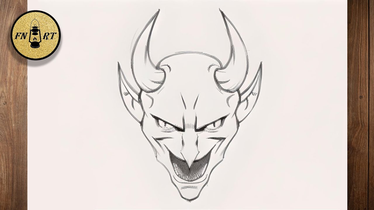 How to draw a devil face easy