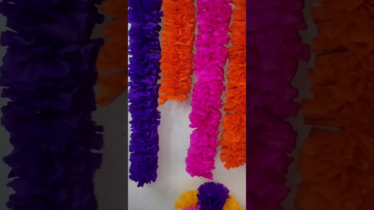 Cadenas de papel para el altar de día de muertos 🌼 #diademuertos #floresdepapel #manualidades