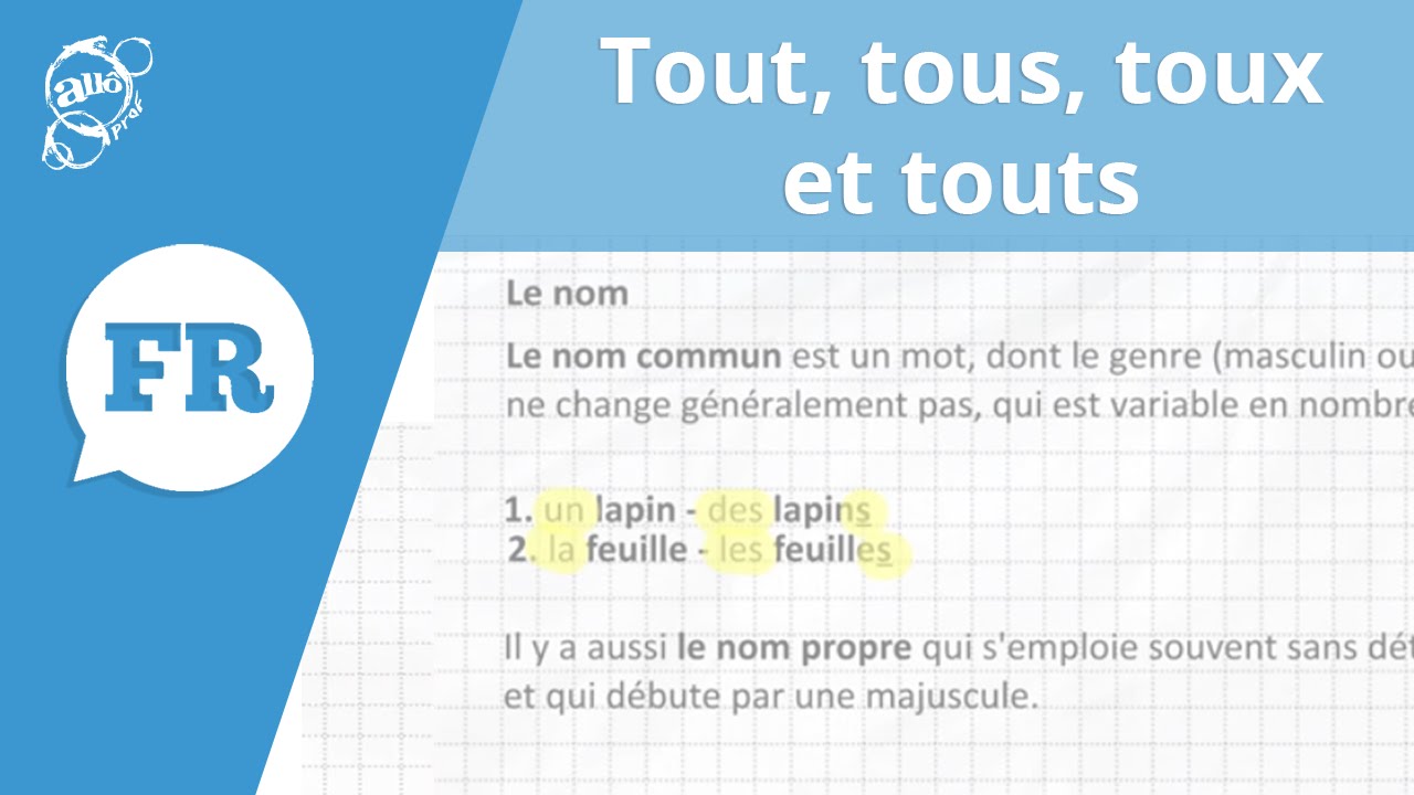 Tout, tous, toux et touts | Secondaire | Alloprof