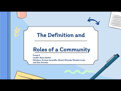 DEFINITION AND ROLE OF COMMUNITIES