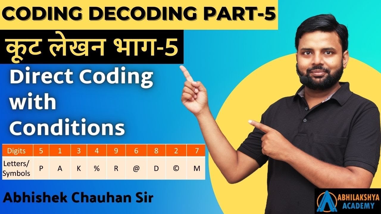 Coding Decoding Part-5 | कूट लेखन भाग-5 | Direct Coding with Conditions | By Abhishek Chauhan Sir
