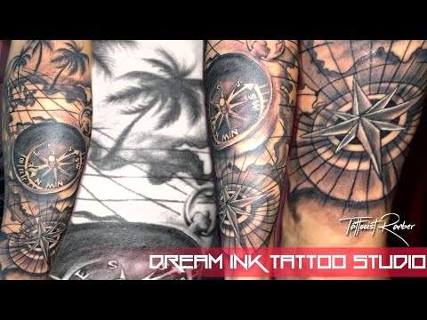 3D compass tattoo|3d tattoo for man| compass tattoo| forearm tattoo ideas| by Tattooist Ranber|