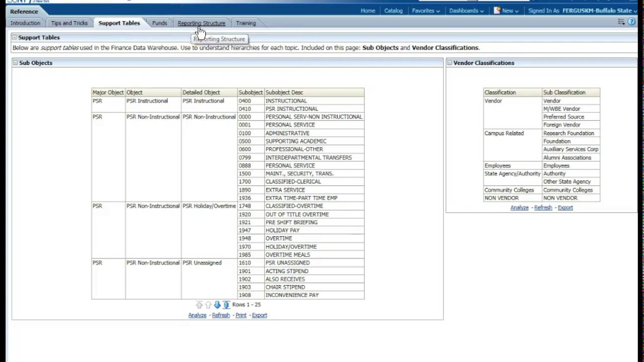 Reference Dashboard in BI