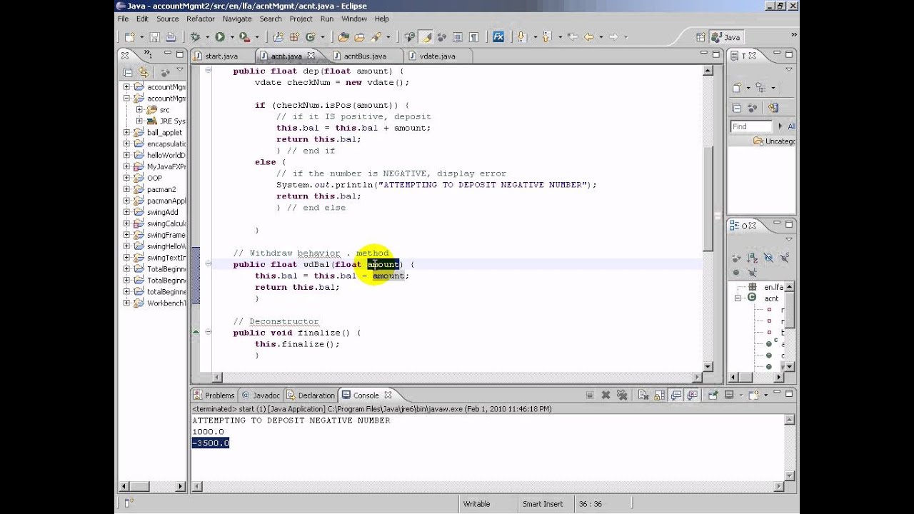 Java w/ Eclipse 43 - Bank Program Part 28