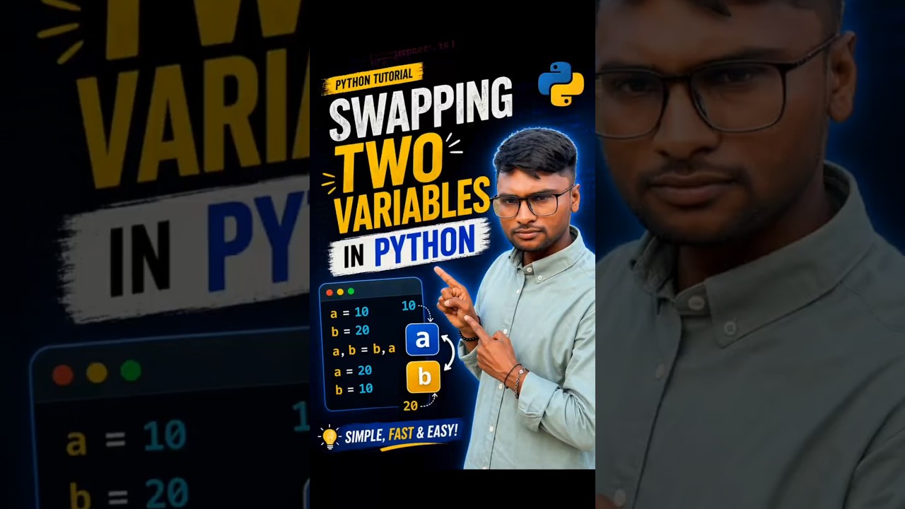 Python Swap Variables Without Third Variable 😳 One Line Python Trick Explained