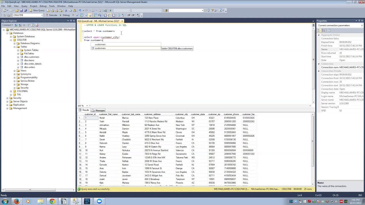 Mike James - UPPER & LOWER functions in SQL