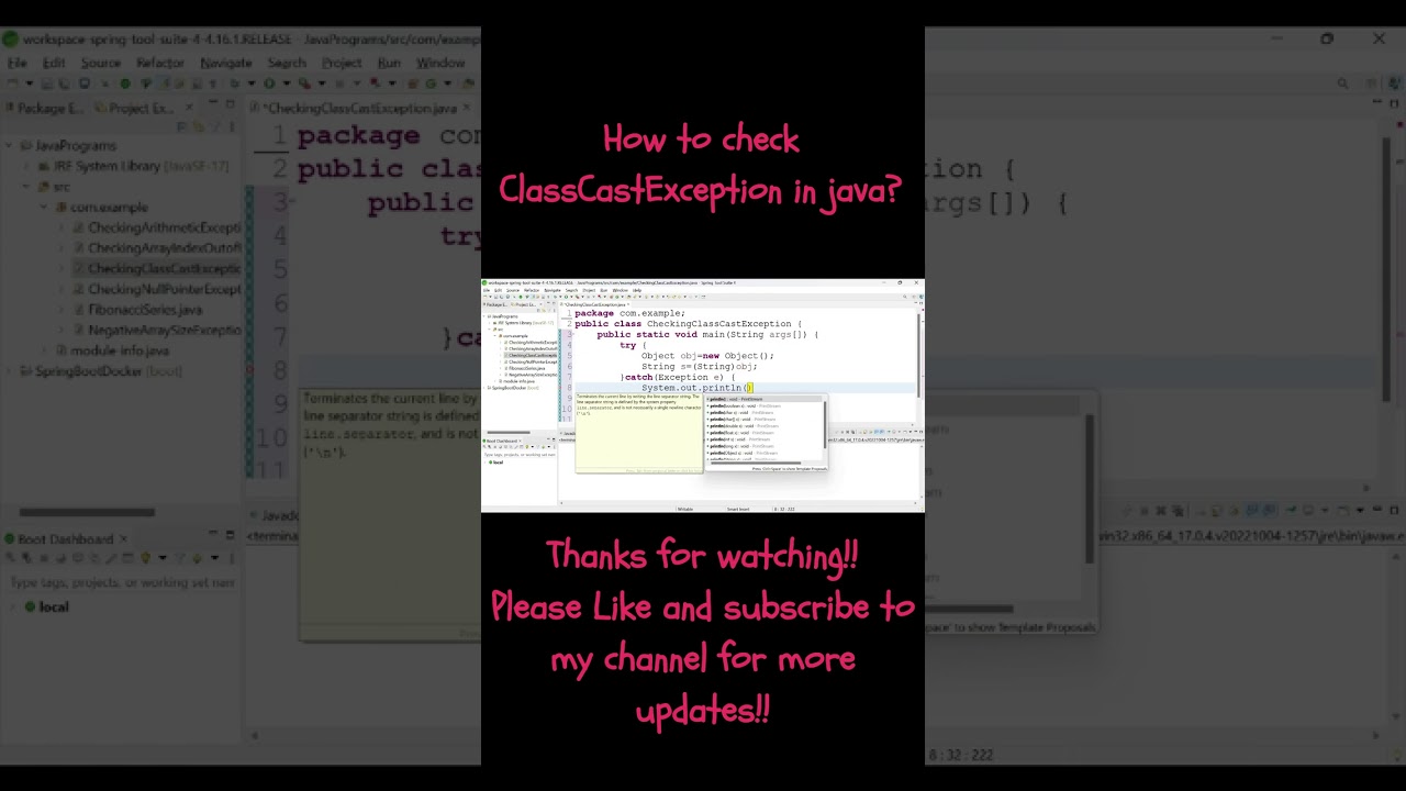 ClassCastException checking by using java#shorts #java #javaprogramming #exceptionhandling