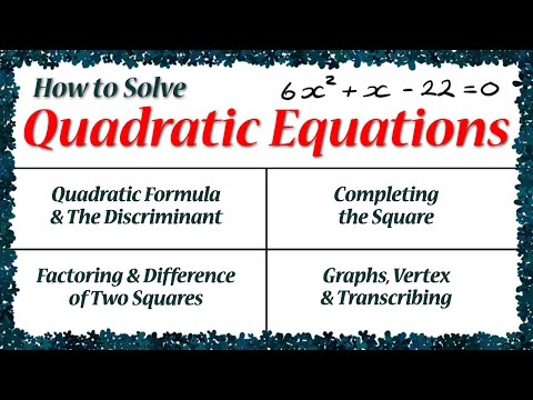 How to Solve Quadratic Equations - Factorising, Graphs, Formula & Completing the Square
