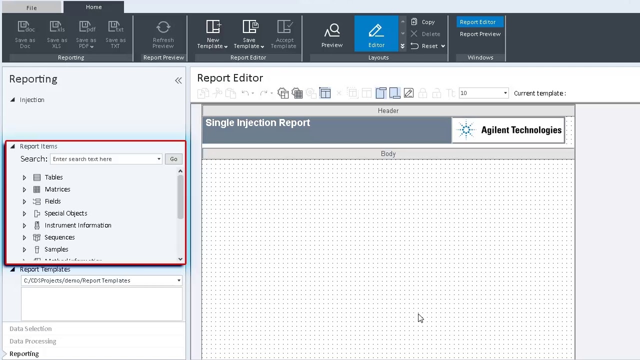 How to create a report template in OpenLab CDS