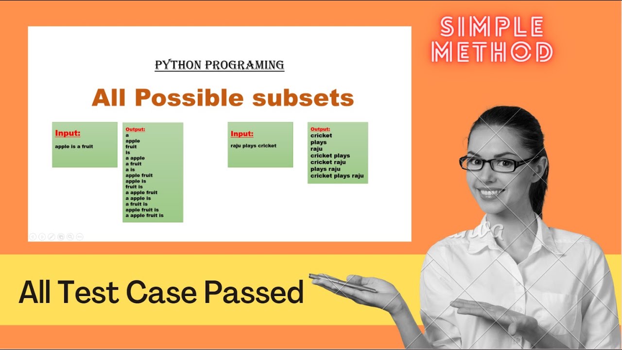 All possible subsets program in python | python problem solving | all possible subsets
