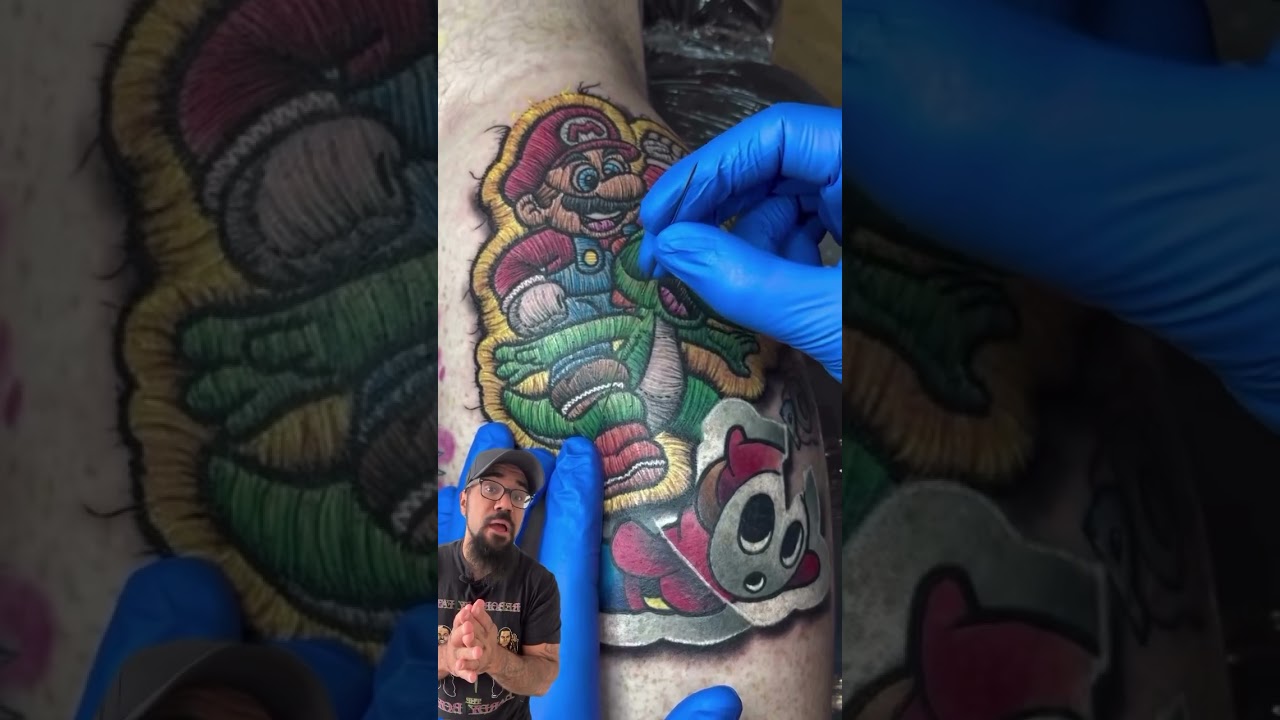 (Credit: vinimoschen on IG) #mario #supermariobros #videogame #tattoo #tattoos