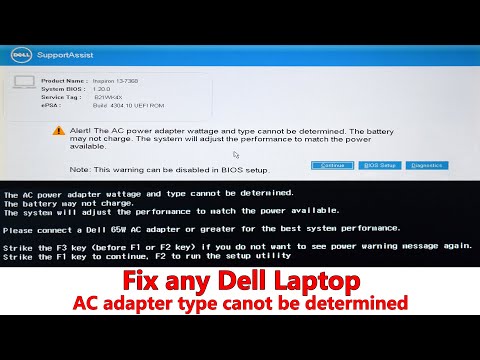 Fix The AC adapter type cannot be determined Error on any Dell Laptop