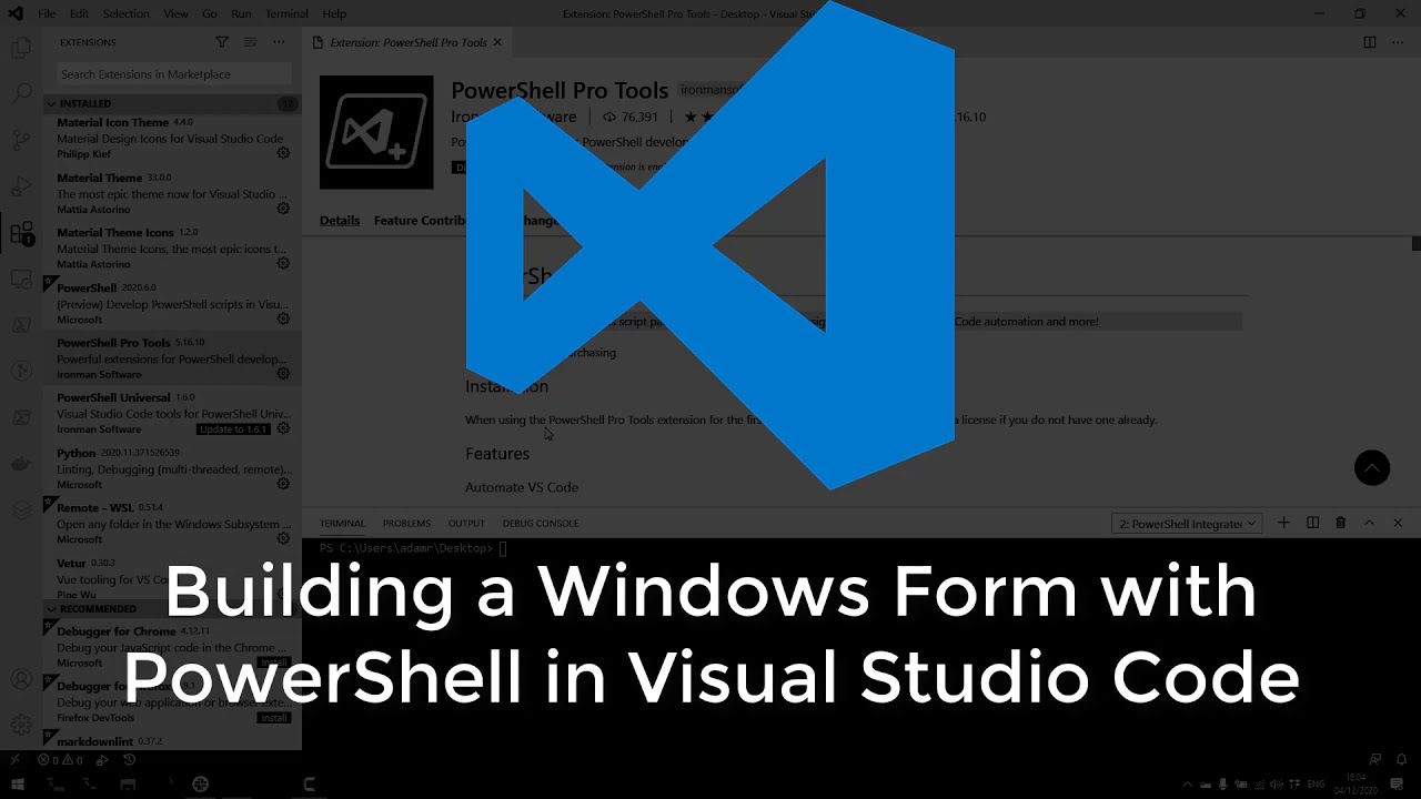 Building Windows Forms in Visual Studio Code with PowerShell