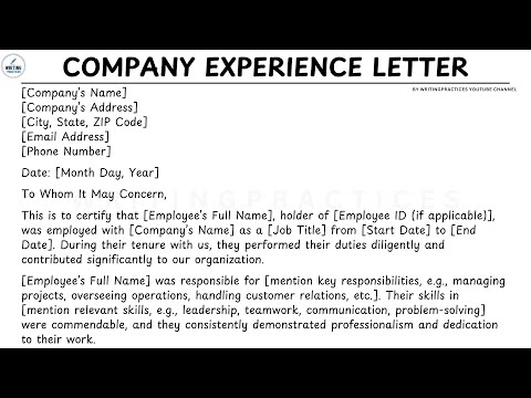 How To Write A Company Experience Letter Format Step by Step Guide | Writing Practices