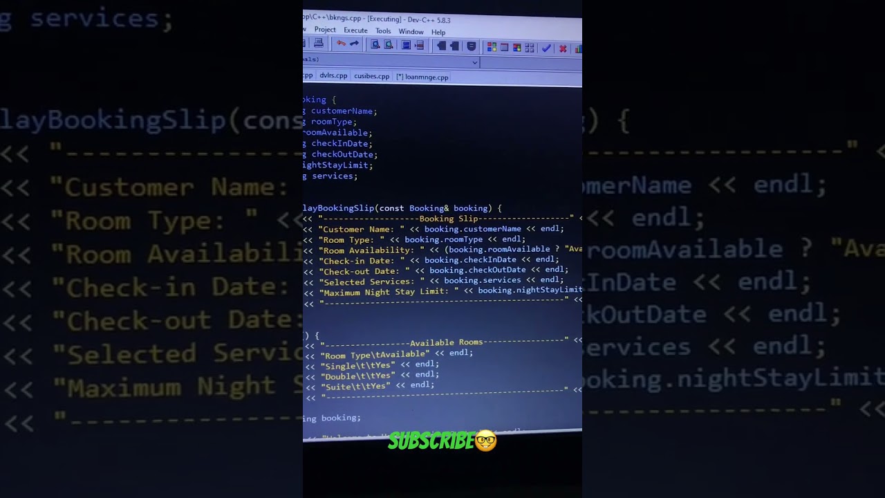booking slip in c++ IDE dev c++#cppprogramming #codingtime #codinglife