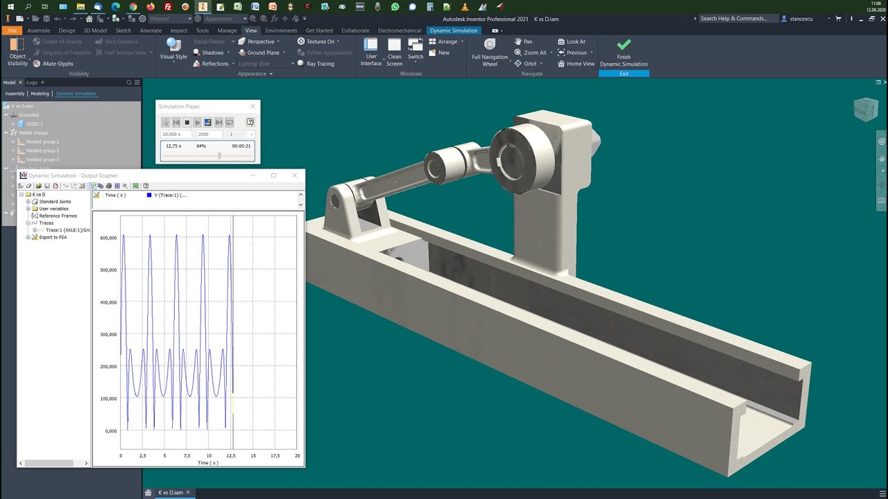Tutorial Inventor - 174 KINEMATIC vs DYNAMIC