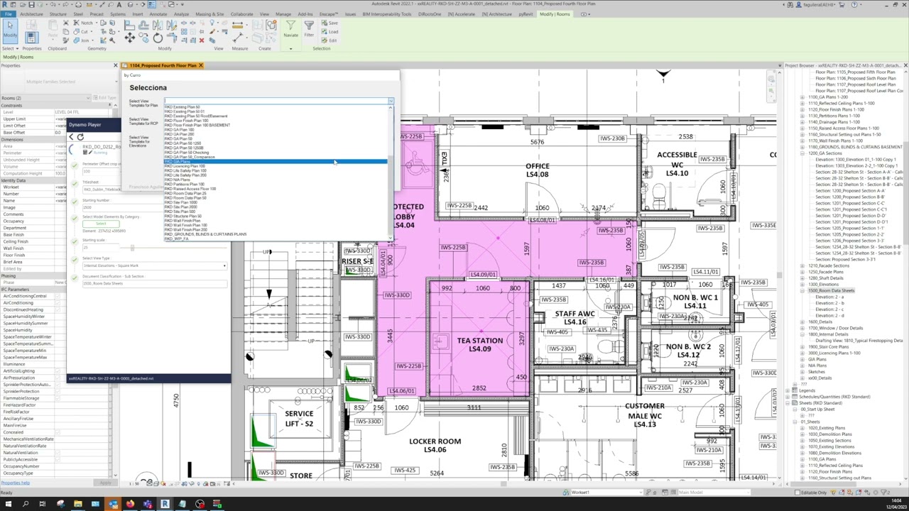 Revit + Dynamo + Python. Room Data Sheets