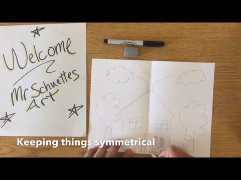 How to do !! Symmetry!! Symmetrical House and Family Project- fun free kids art videos