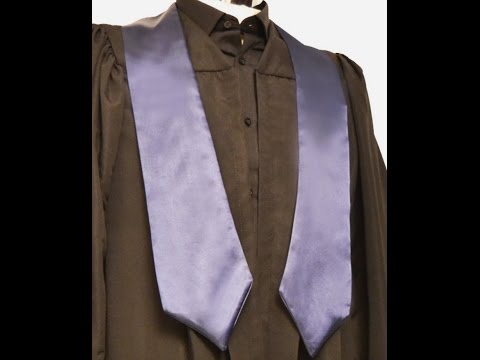FLAT PLEAT CHOIR GOWN BLACK WITH NAVY STOLE